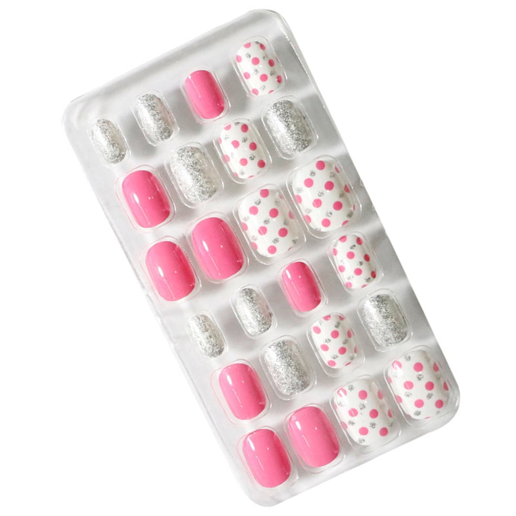 Linyer 1 Set Children Nails Medium Length Files Matte Press on Stick ...