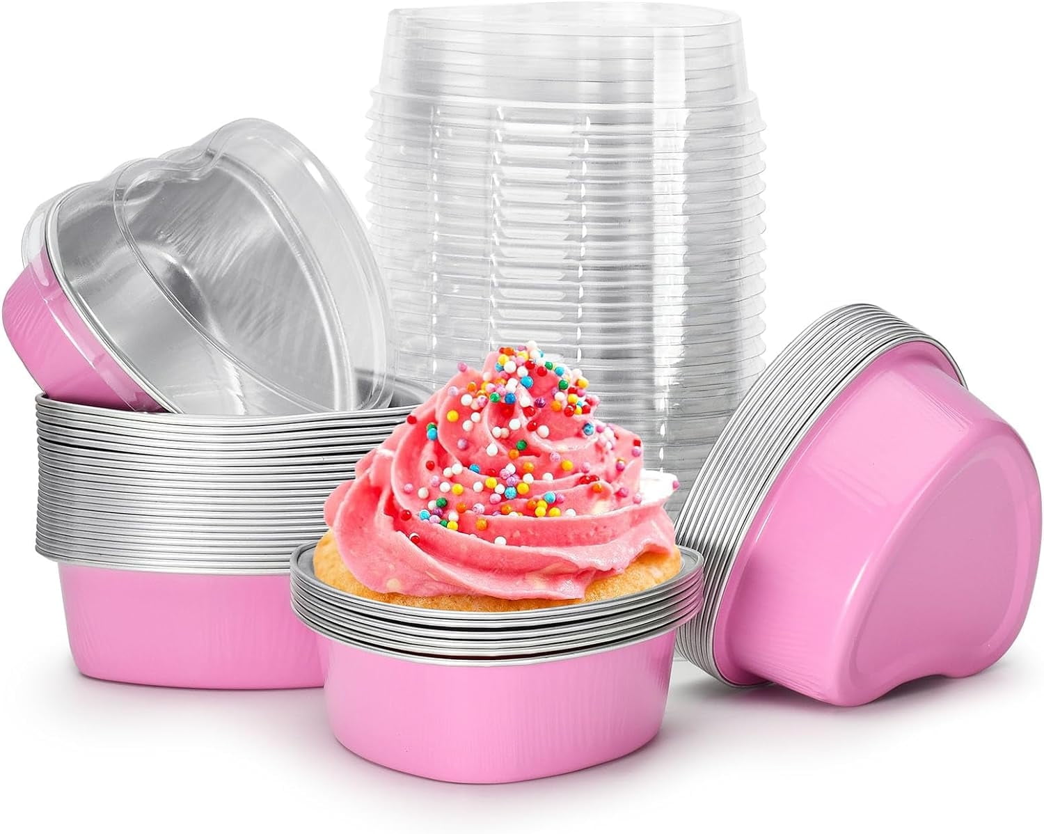 POWKOL - Juego de 80 moldes para pasteles con forma de corazón, mini ...