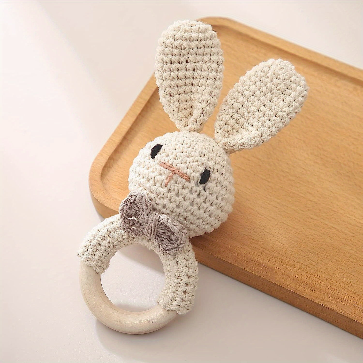 Click here for Grm Wooden Baby Rattle Lovely Crochet Bunny Ring R... prices