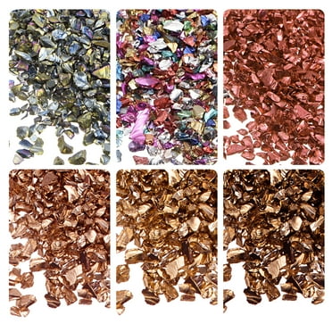 Uxcell 3 Colors Crushed Glass Chips, 1-4mm Irregular Glitter Metallic Color Glass 28g Bright ...
