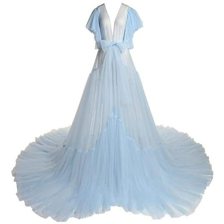 Sheer Maternity Tulle Robe for Photoshoot Pregnant Baby Shower Gown ...