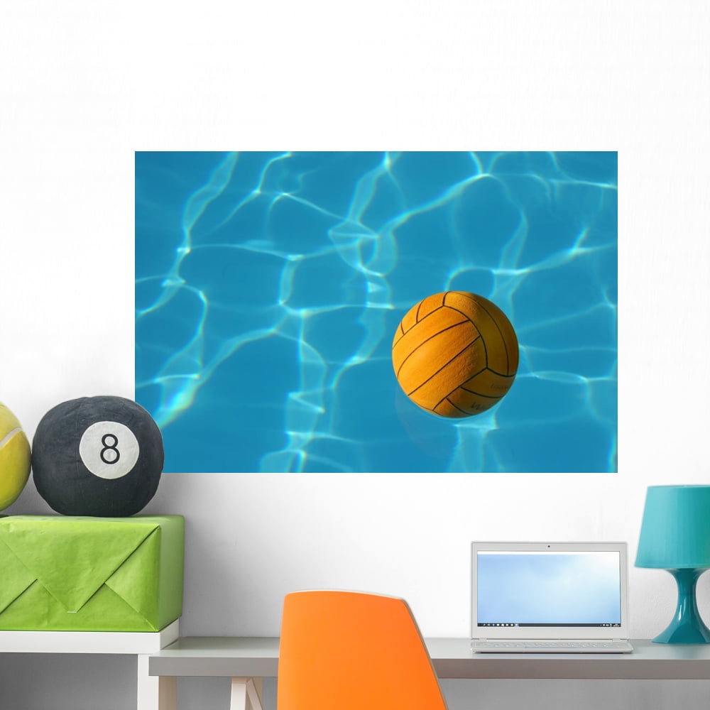 Yellow Waterpolo Ball Blue Wall Mural by Wallmonkeys Peel and Stick ...