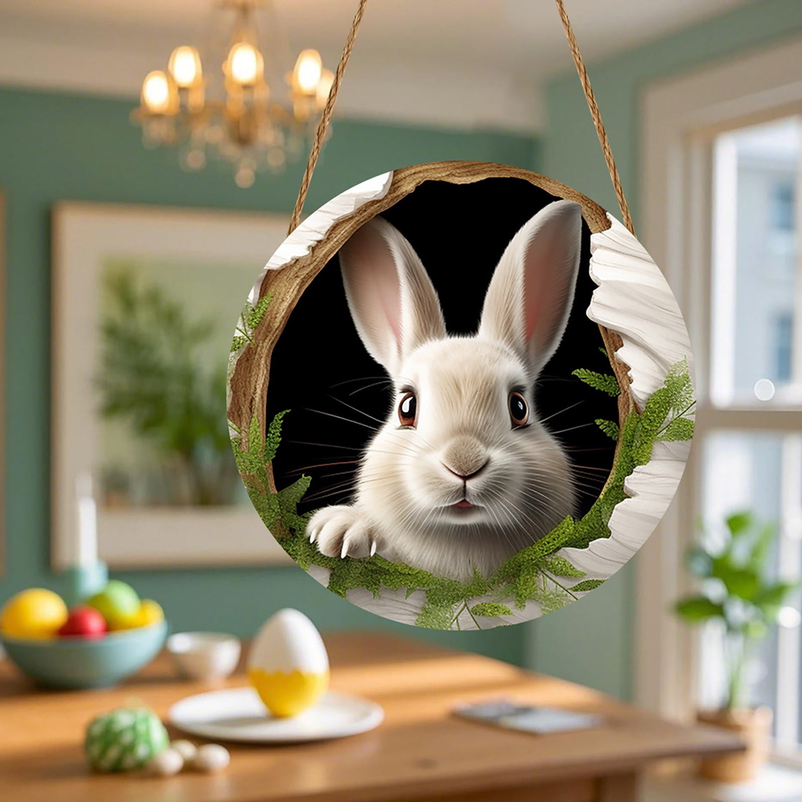 Click here for Binwennn Easter Bunny Rabbit Hole Door Sign Wooden... prices