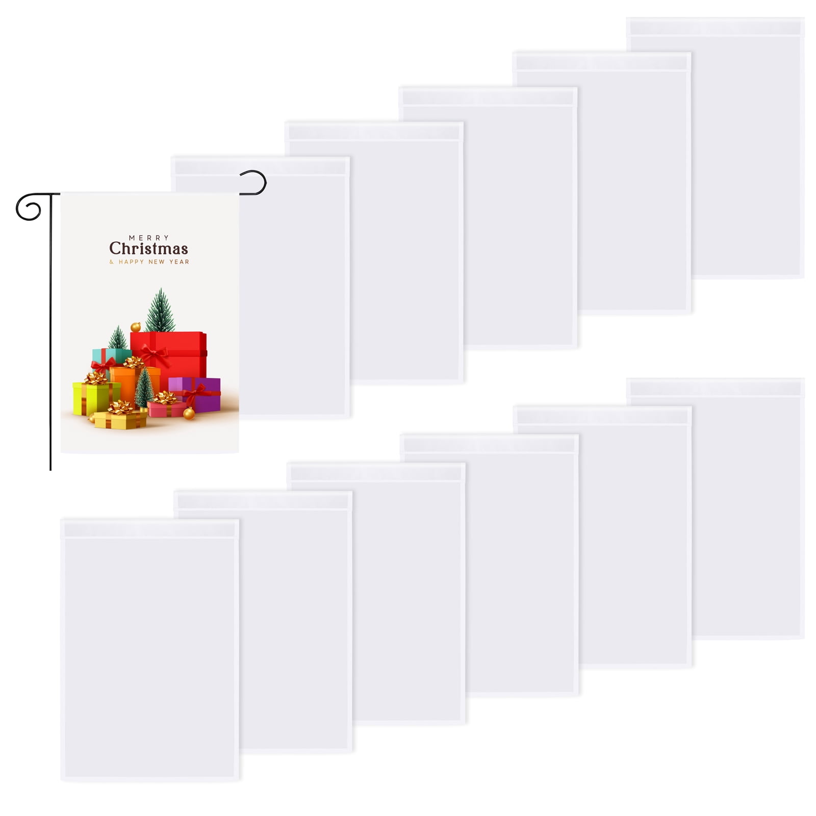 Elcoho 12 Pack Blank Garden Flag Polyester Banners Flag DIY Blank Lawn ...