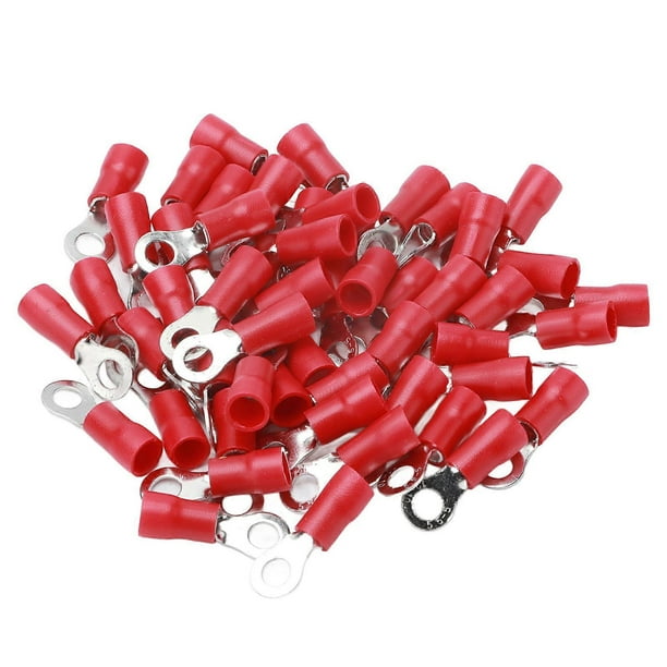 50Pcs Ring Copper Crimp Terminal PVC Pre Insulated Wire Connectors for ...