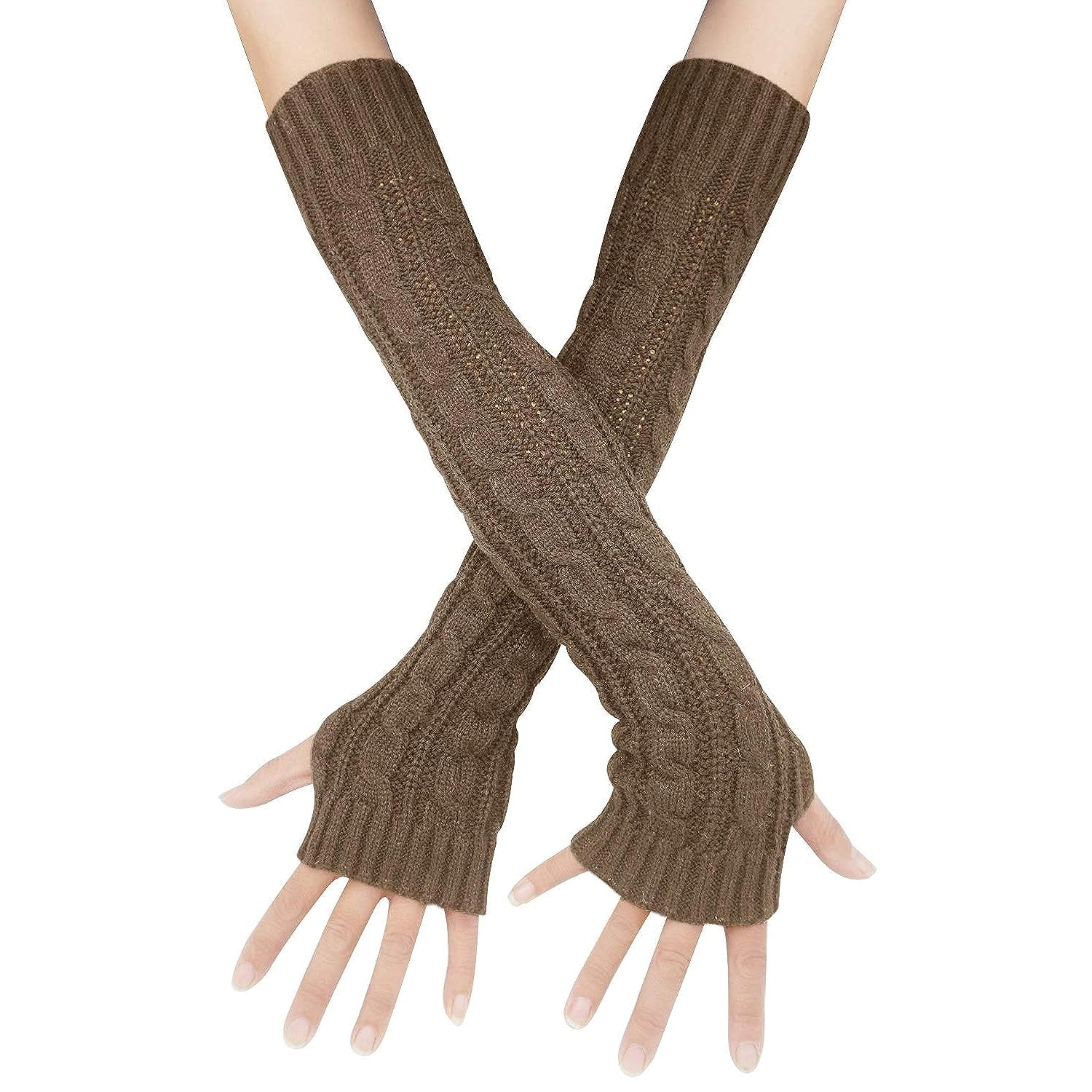 Holzlrgus Womens Winter Warm Over Elbow Long Fingerless Thumb Hole ...