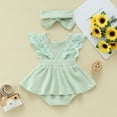 Daznico Newborn Infant Girls Ribbed Lace Backless Romper Bodysuit ...