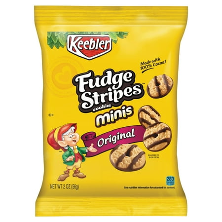 Keebler Mini Cookies, Fudge Stripes, 2oz Snack Pack, 8/Box - Walmart.com