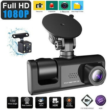 3 Channel Dash Cam Front and Rear Inside with 2" IPS Screen, 1080P ...
