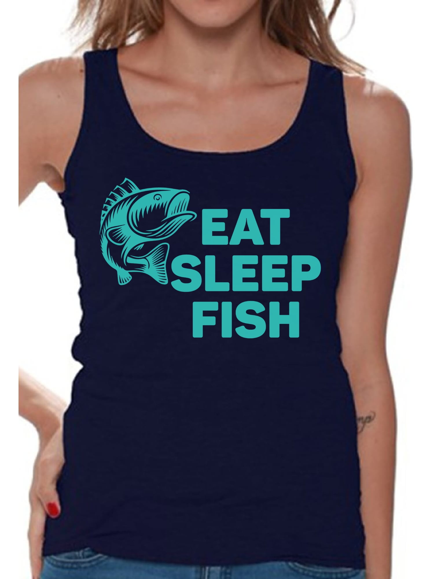 Awkward Styles Eat Sleep Fish Women Tank Top Fisher T Shirt for Wife I ...