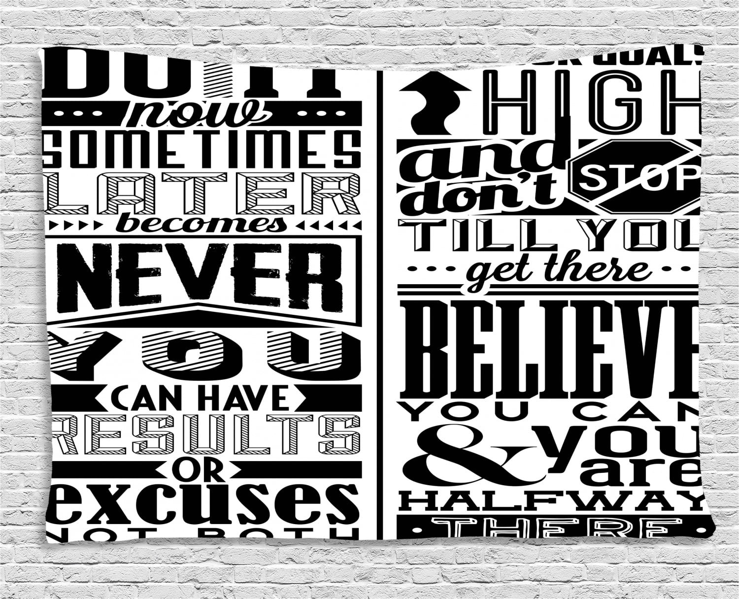 Motivational Tapestry, Vintage Set of Positive Quotations with ...