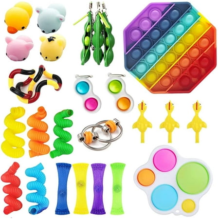 25 Pcs Fidget Toy Set, Pop Fidget Toy Push Pop Bubble Toys Set, Can Be ...