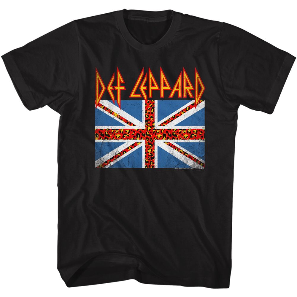 Def Leppard Leopard Flag Black Adult T-Shirt - Walmart.com