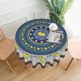 Blue Lemon Tablecloth Round 60 Inch Boho Floral Fabric Table Cover ...