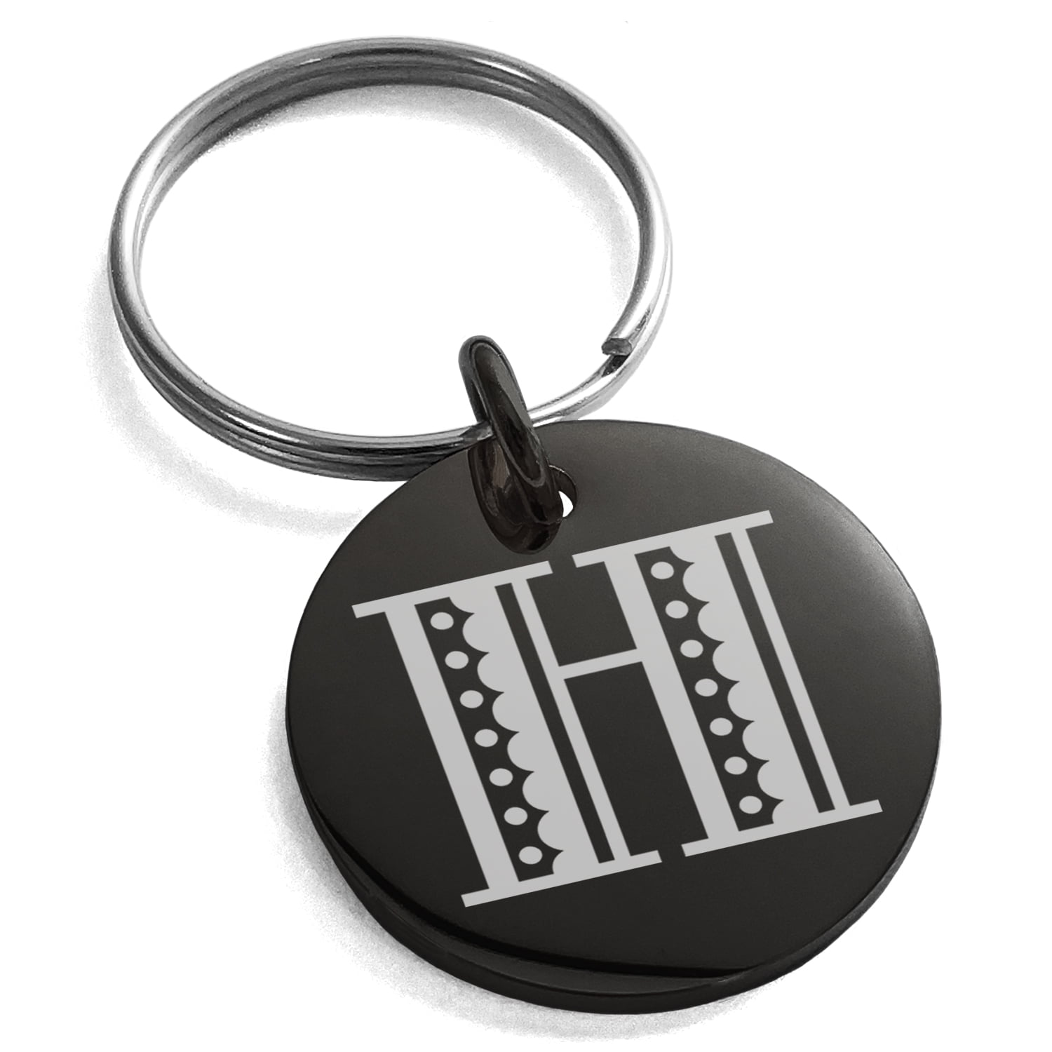 Stainless Steel Letter H Initial Metro Retro Monogram Engraved Small ...