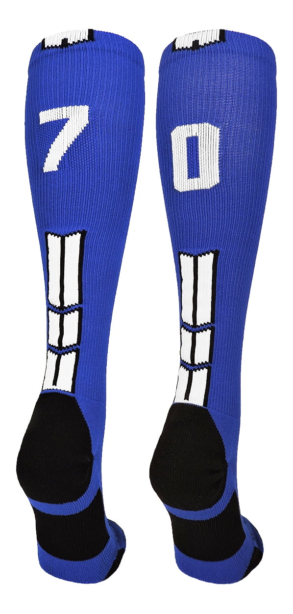Royal/White Player Id Over the Calf Number Socks (#70, Large) - Walmart.com