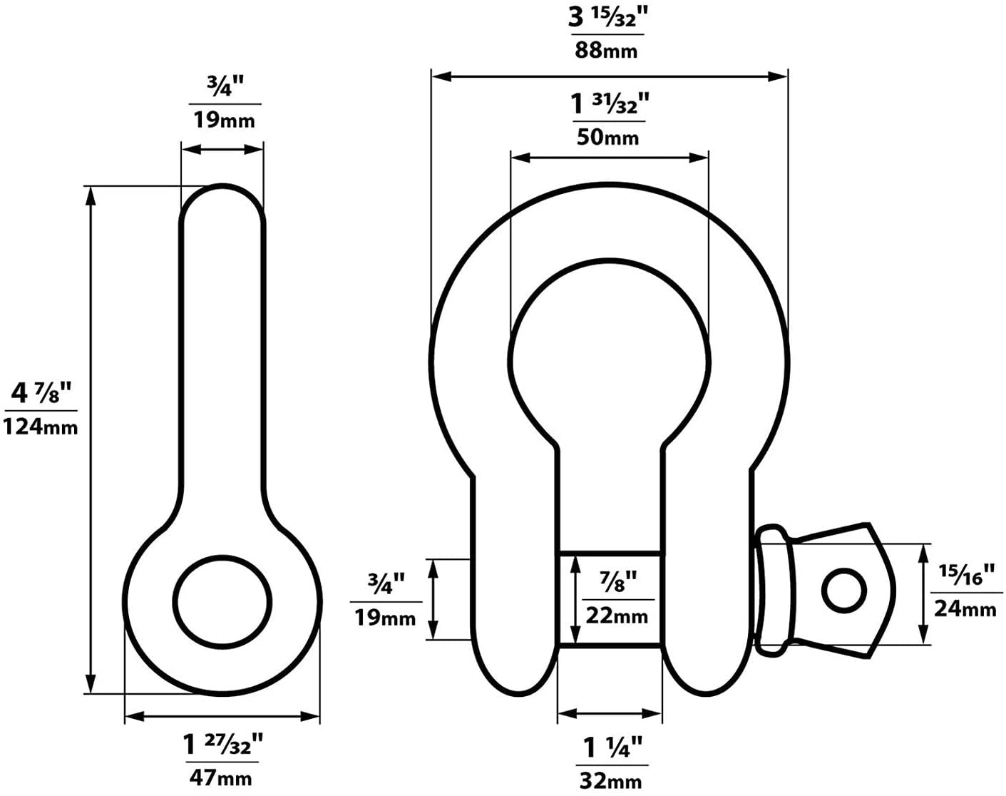 Buy LFPartS D-Ring Shackles Set 3/4 Powder Coat Heavy Duty for Vehicle ...