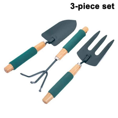 3 Pieces Mini Wooden Handle Carbon Steel Garden Tool Set for Plant Pot ...