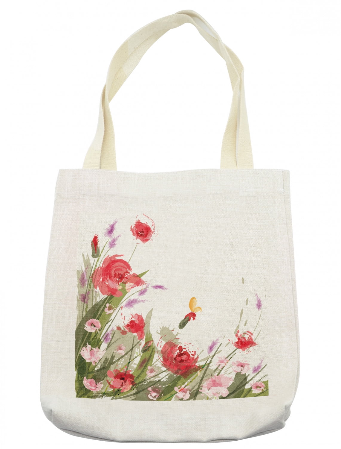 Spring Tote Bag, Artisitc Burshstrokes Botanical Image with Flowers ...