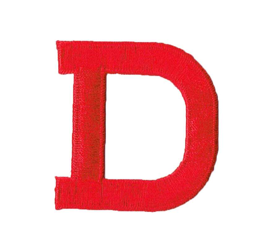 Alphabet Letter - D - Color Red - 2" Block Style - Iron On Embroidered ...
