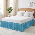 Blue Farmhouse Bed Skirt King Size 18 Inch Drop, Linen Texture ...