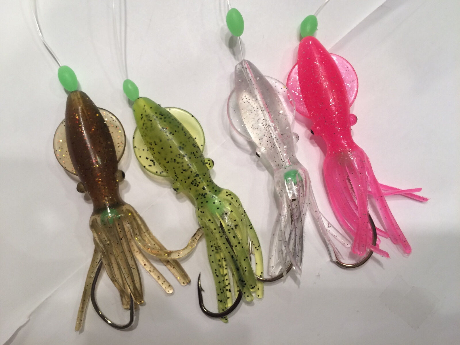 4x Handmade Salmon Cod Rigs Holographic Squid Fishing Lure Bait Hook 4/ ...