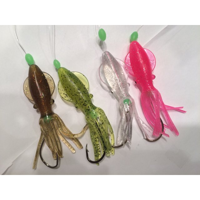 4x Handmade Salmon Cod Rigs Holographic Squid Fishing Lure Bait Hook 4/ ...