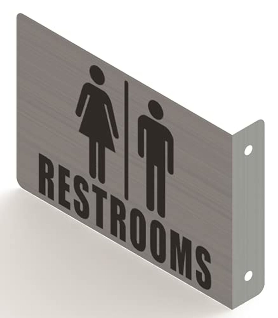 Restroom Projection Sign- Restroom 3D Sign (Silver- Brush Aluminium ...