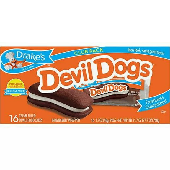 Drake's Classic Cream Dessert Snack Cakes - Devil Dogs, 8 Count, 13.63 ...