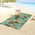 1 oversized turquoise green and gold bird and flower beach towel ...