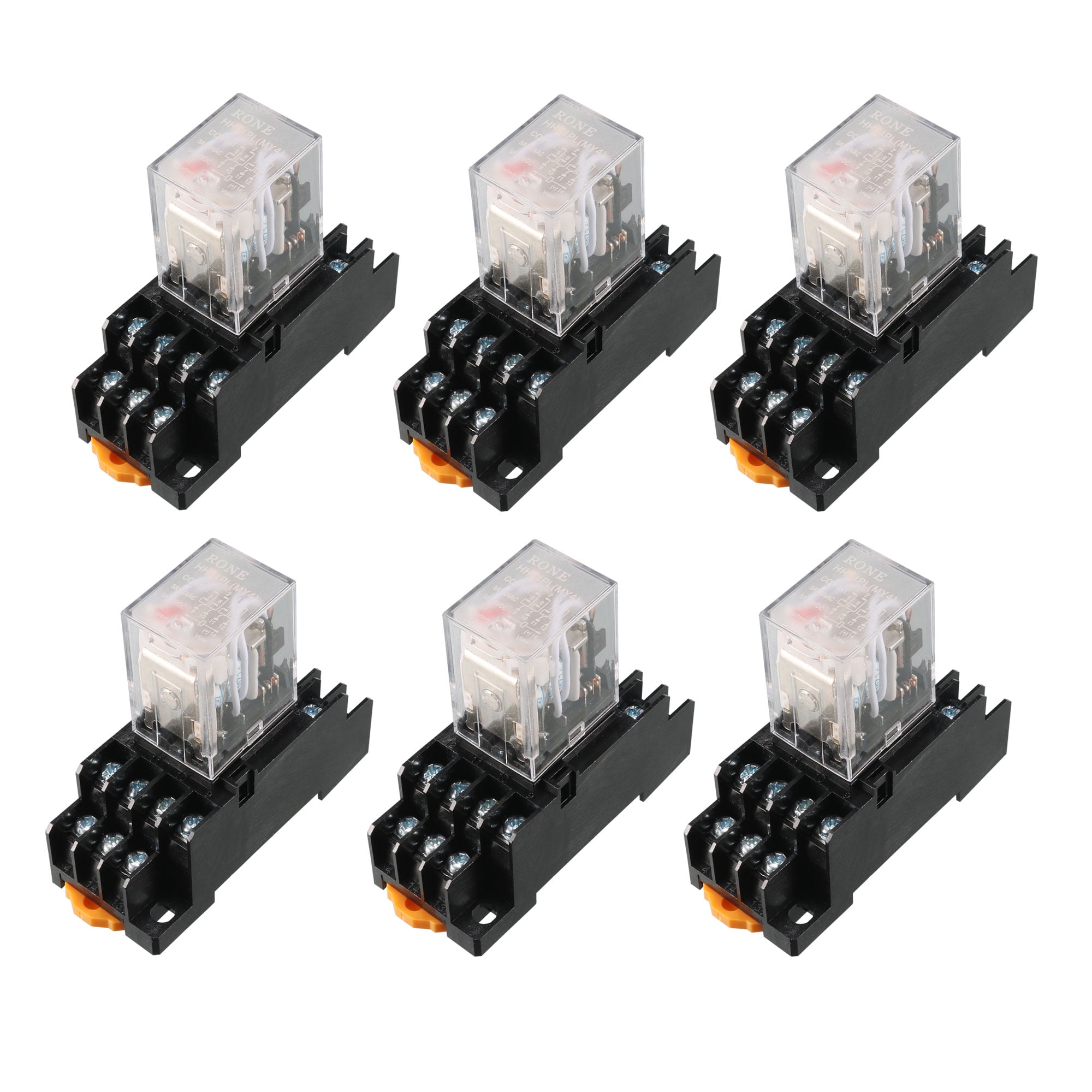 6 pcs AC 110V/120V 4Bobine PDT Rail DIN 35 mm puissance ...