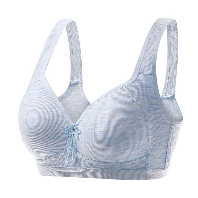 Lady Soft Cotton Wire-free Bras Front Closure Unlined Basic Breathable ...