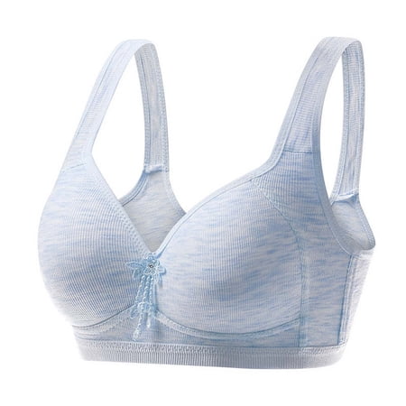 Lady Soft Cotton Wire-free Bras Front Closure Unlined Basic Breathable ...