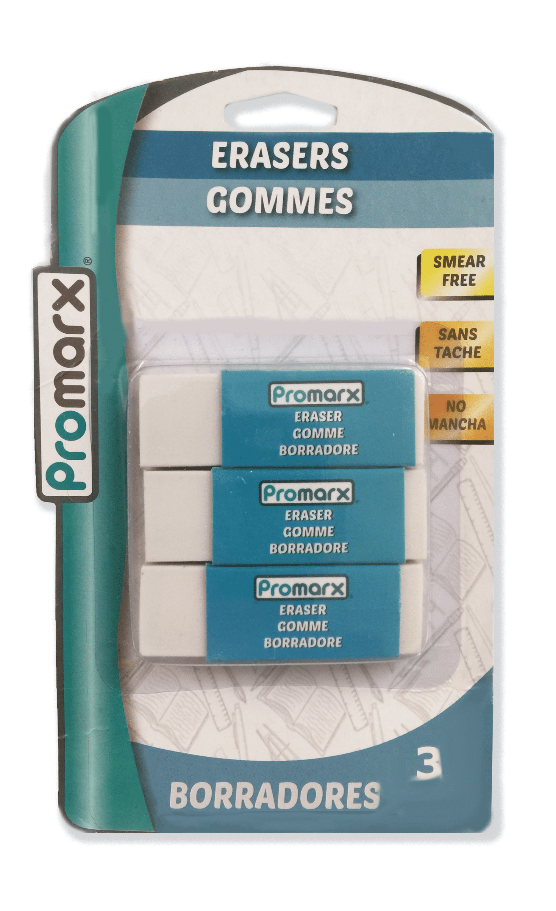 Pencil Erasers Smear Free, Non-toxic White Erasers, 3-Count Pack ...