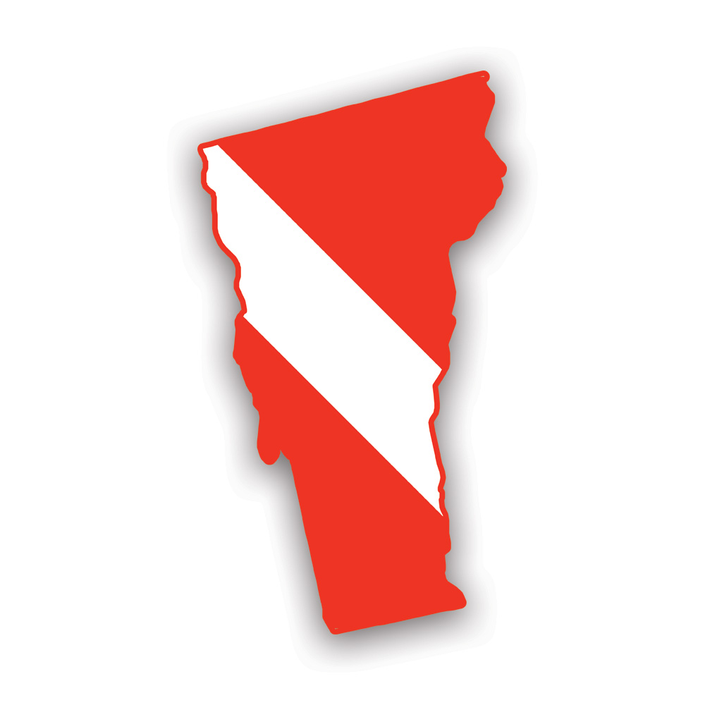 Vermont State Shaped Diver Down Flag Sticker Decal - Self Adhesive Vinyl - Weatherproof - Made ...