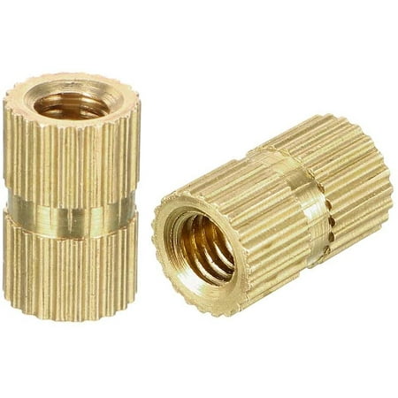 Knurled Threaded Insert, M4 x 10mm (L) x 6.4mm (OD) Female Thread Brass ...