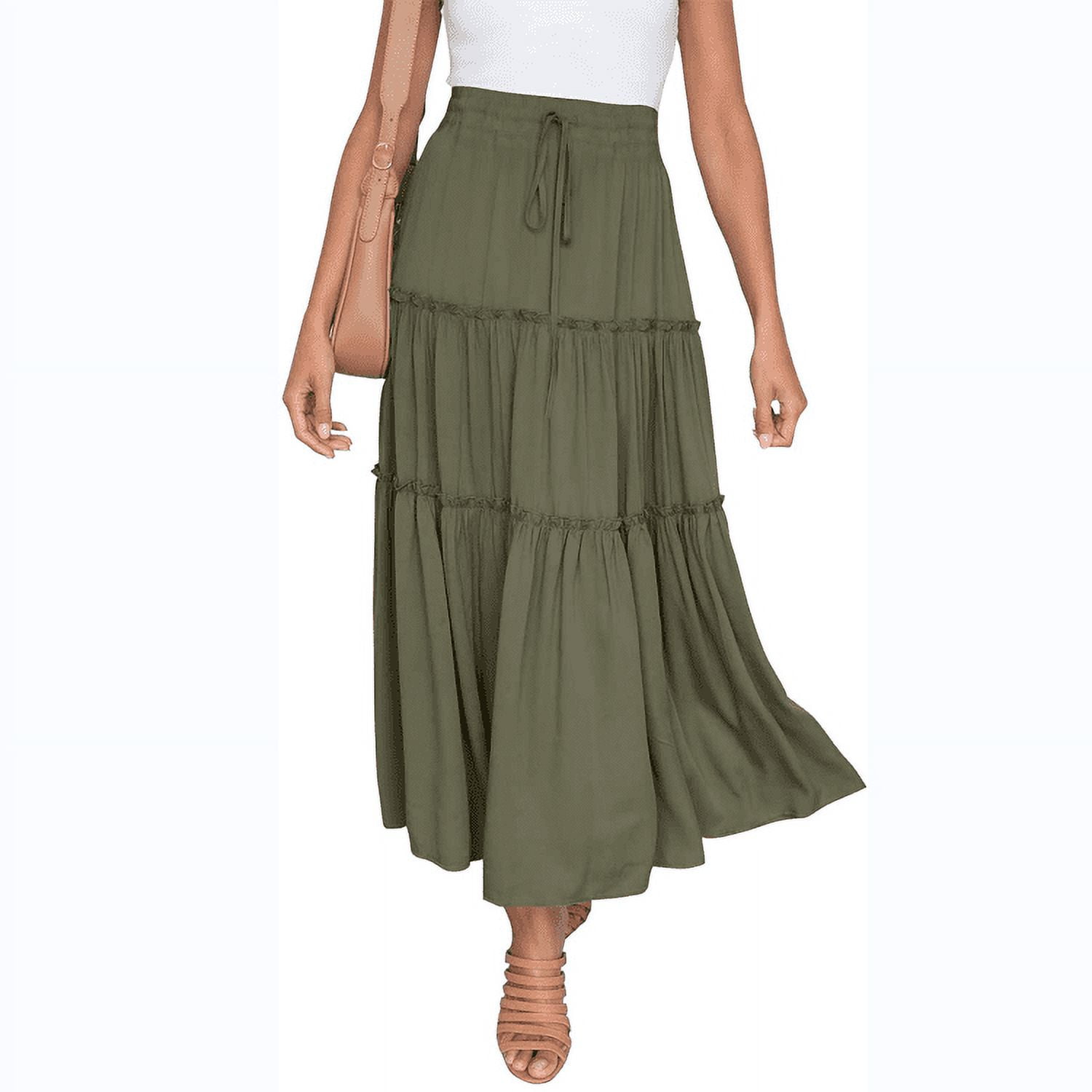 Click here for Generic X Womens Solid Maxi Skirt Layered Tiered R... prices