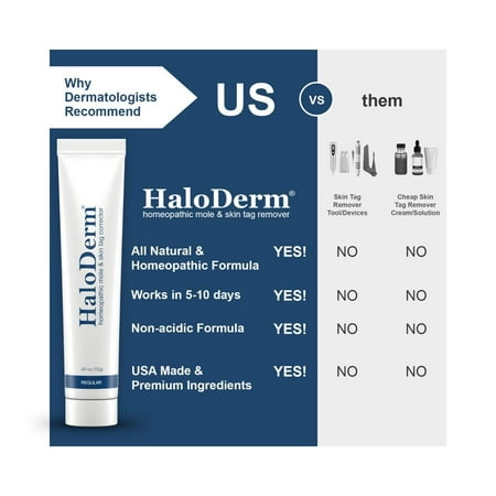 HaloDerm Skin Tag Remover & Mole Remover - All Natural Skin Tag Cream ...