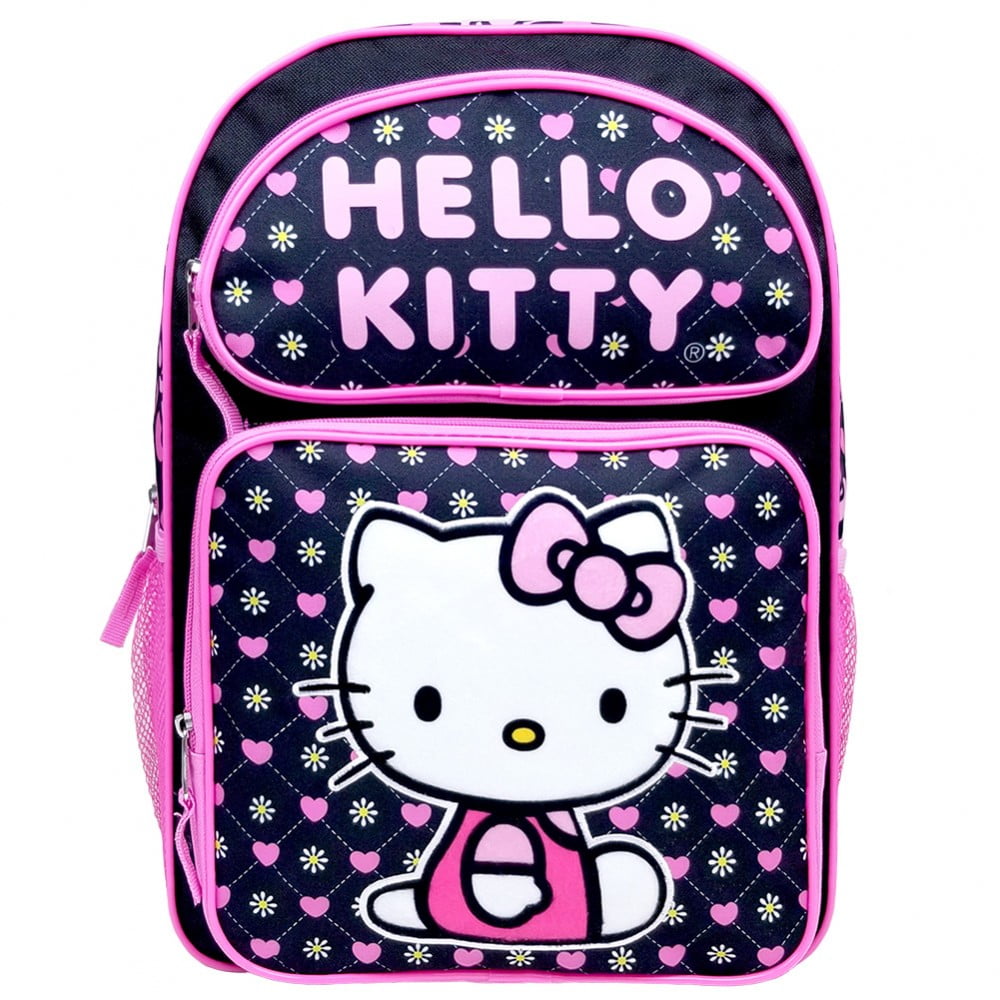 Backpack - Hello Kitty 16" Large Backpack w/Hearts and Flowers #C6CF63 ...