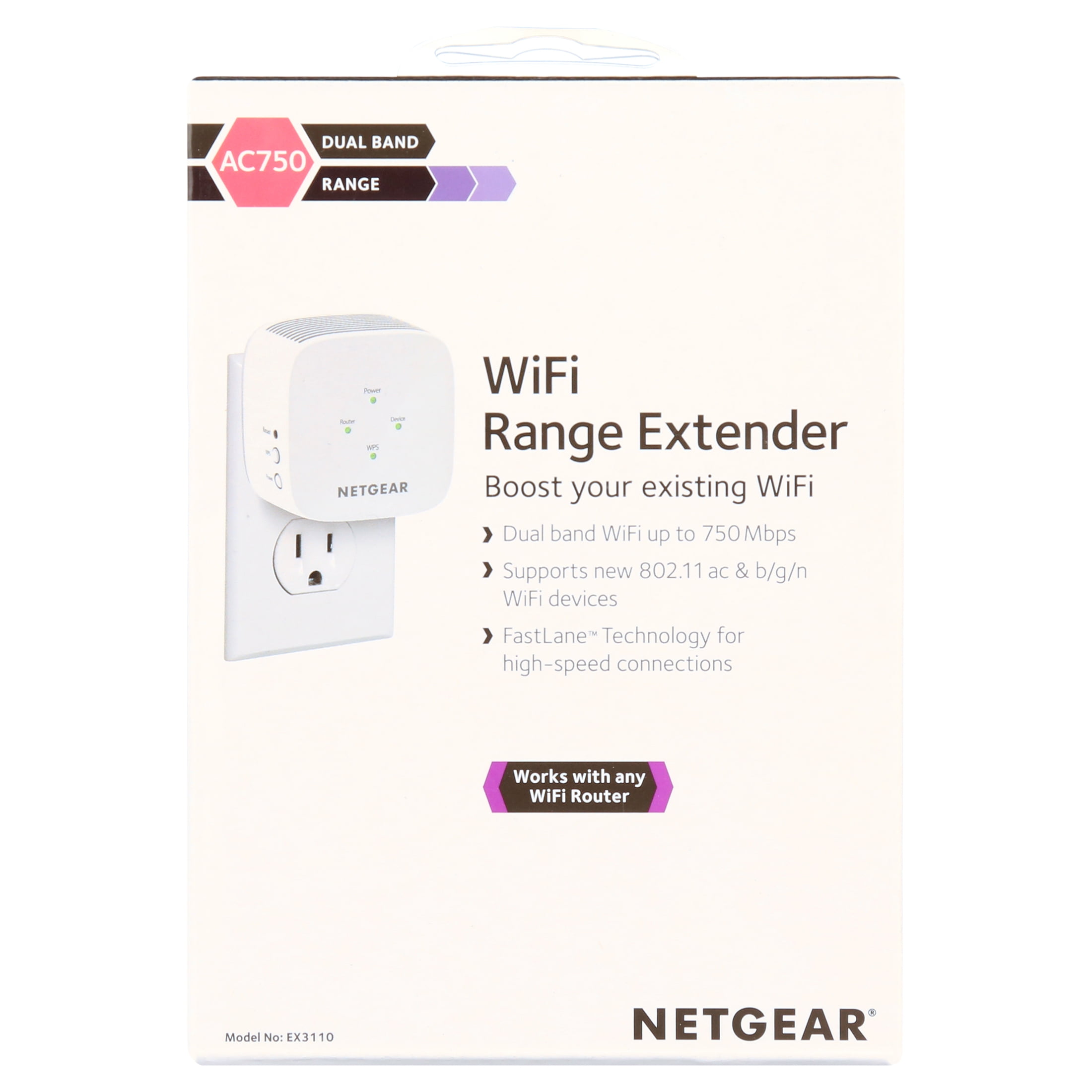 NETGEAR - AC750 WiFi Range Extender and Signal Booster, Wall-plug ...