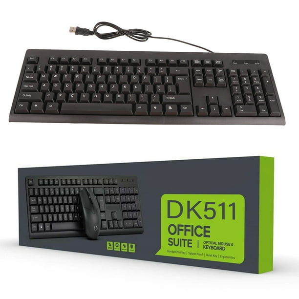 Teclado con cable USB, 104 teclas, teclado profesional Plug and Play ...