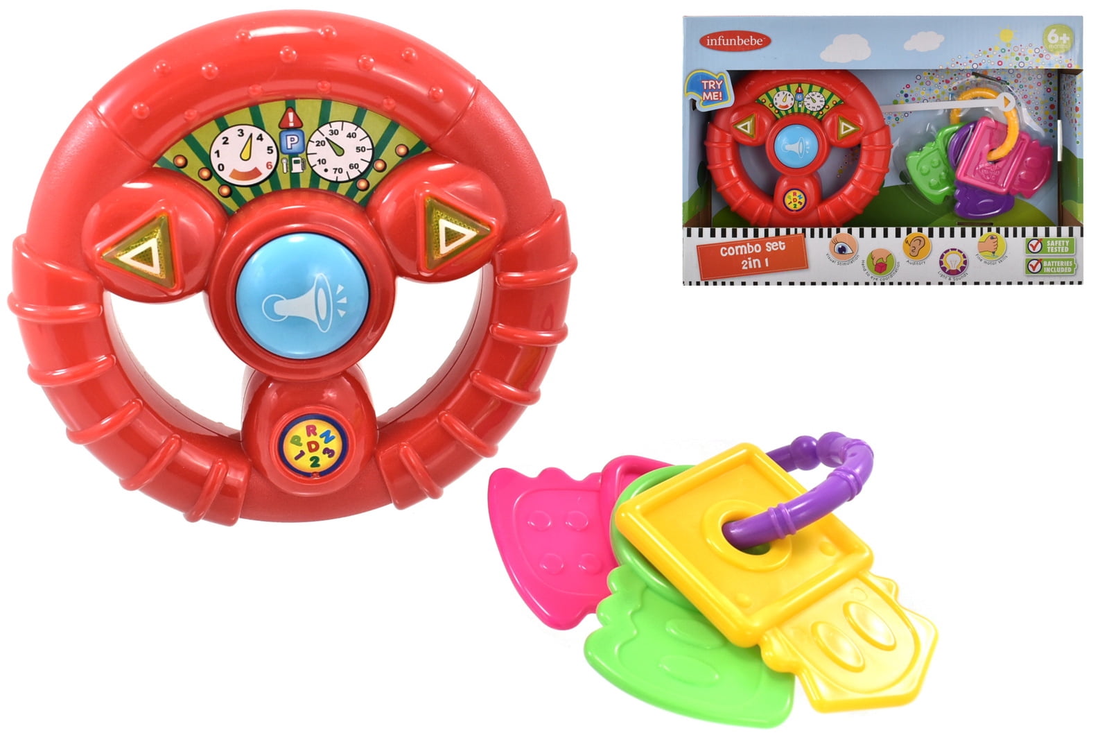 Infunbebe Baby Combo Car Wheel & Rattle Keys Play Set Age/Grade : 6 ...
