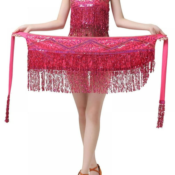 Naturalour Belly Dance Dancer Costume Sequins Tassel Fringe Hip Scarf