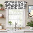 Black Monstera Leaf Valance Curtains for Windows, Tropical Botanical ...