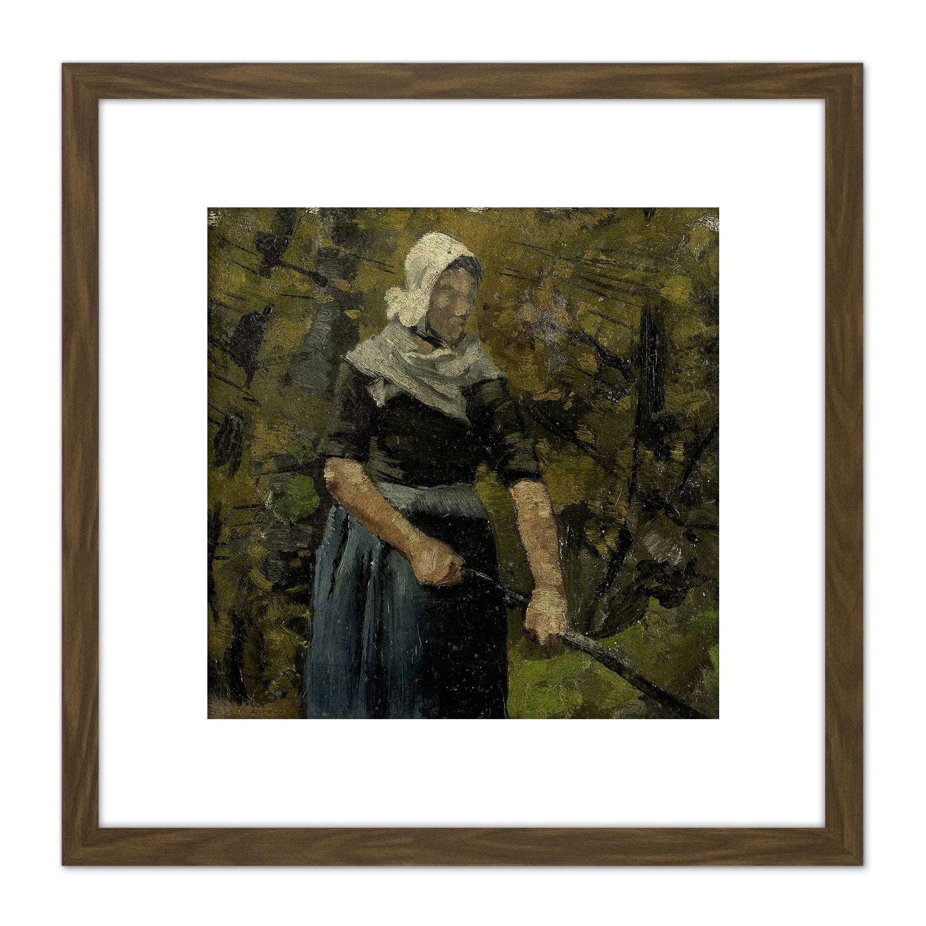 Holst Peasant Woman With Stick 8X8 Inch Square Wooden Framed Wall Art ...