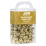 JAM Paper Push Pins, Round Head Map Tacks, 1 inch, Gold, 100/Pack ...