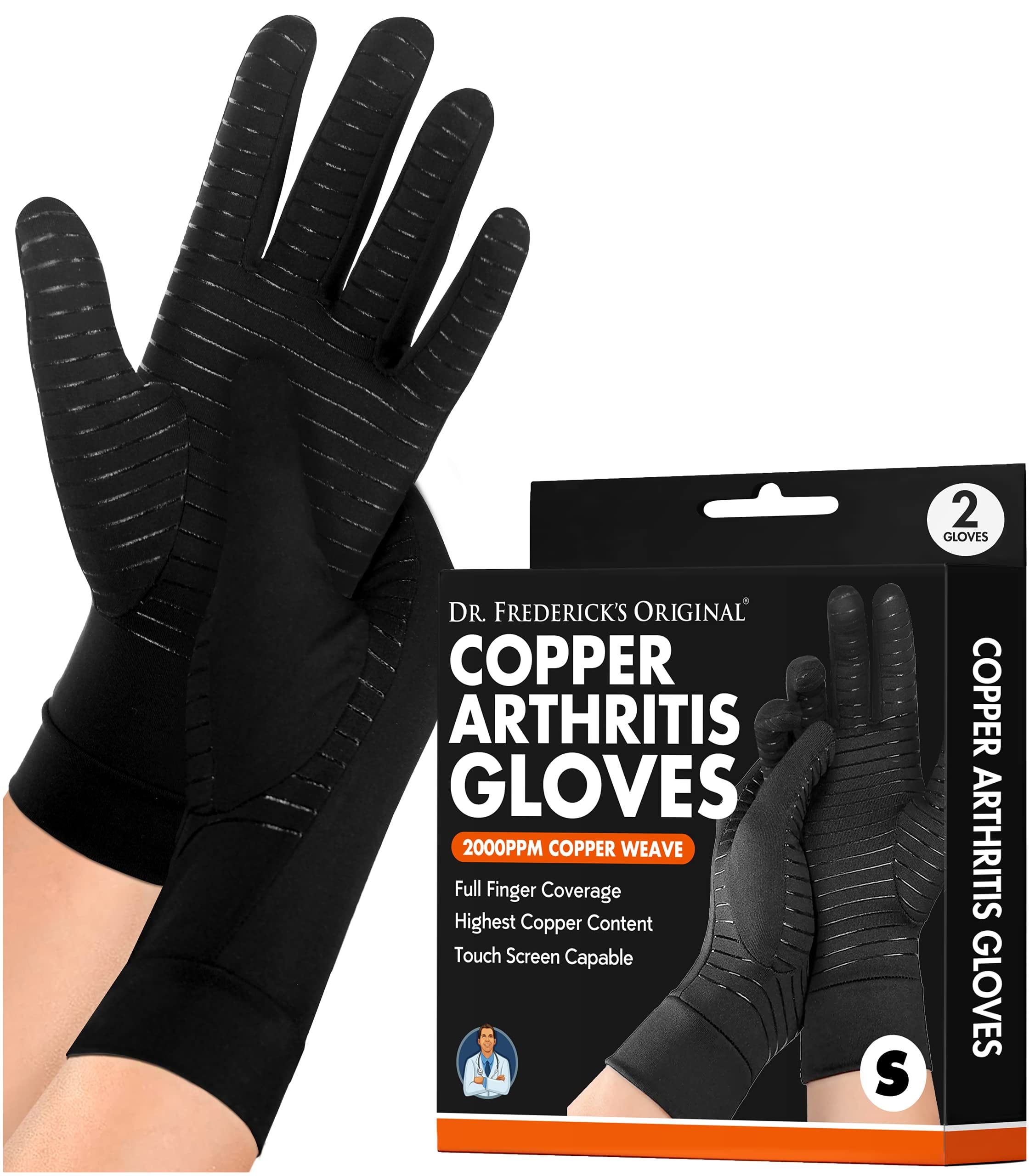 Dr. Frederick's Original Copper Full Finger Arthritis Glove - 2 Gloves ...