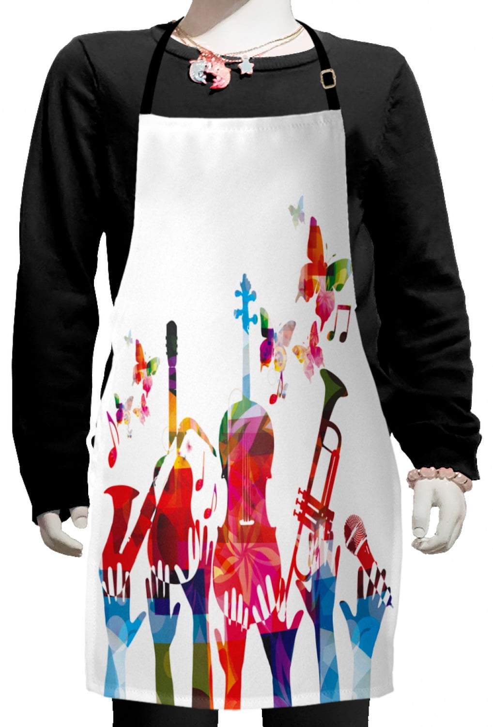 Music Kids Apron, Abstract Colorful Polygonal Instruments Hands and ...