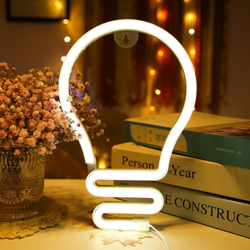 Bulb Neon Sign for Wall Decor, LED Neon Light Wall Sign Hanging Art ...