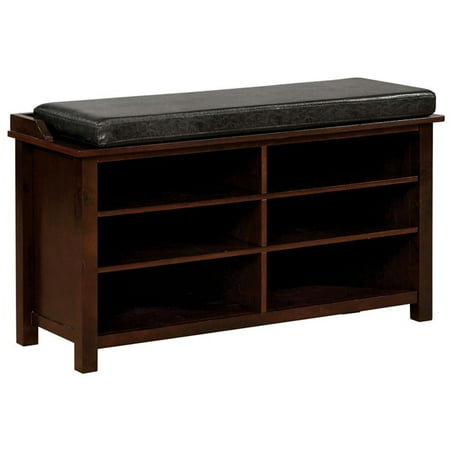 Furniture of America Jax Transitional Wood Shoe Storage Bench in Brown ...